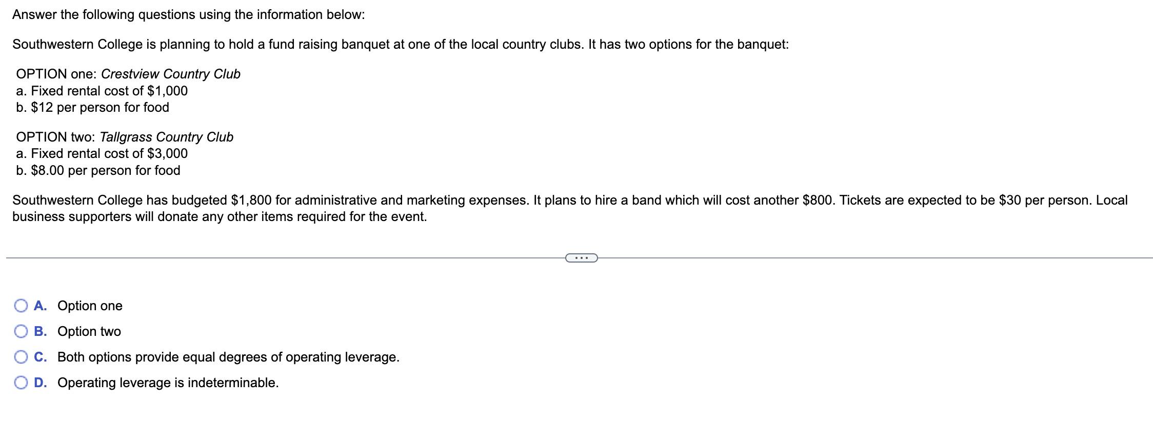 Solved A. Option one B. Option two C. Both options provide | Chegg.com