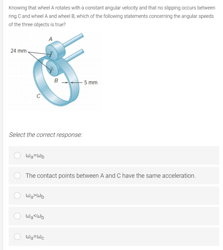 Solved Knowing that wheel A rotates with a constant angular | Chegg.com