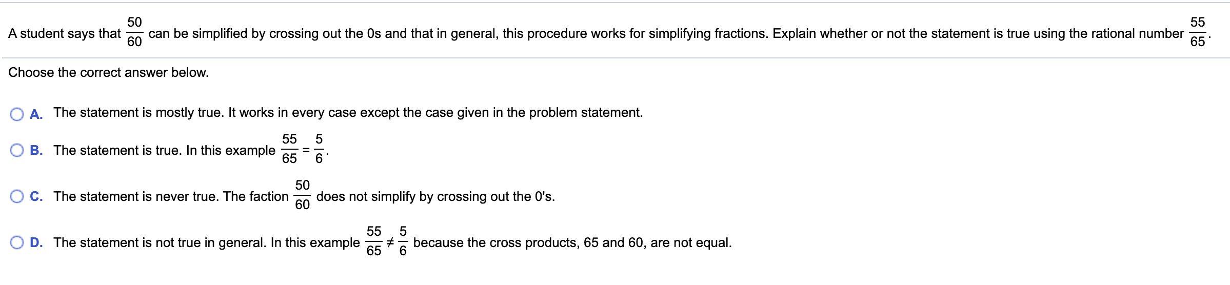 Solved 50 55 A student says that 60 can be simplified by | Chegg.com