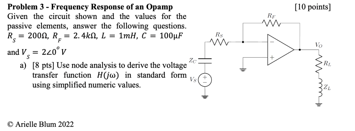 Solved [10 points] RF M Rs M. Problem 3 - Frequency Response | Chegg.com