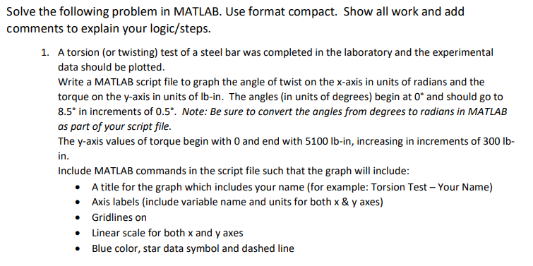 Solved Solve the following problem in MATLAB. Use format | Chegg.com