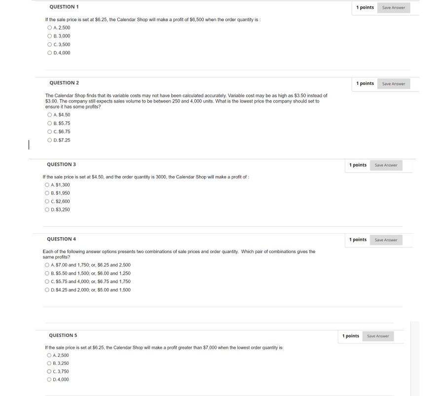 Each year The Calendar Shop orders calendars for the | Chegg.com