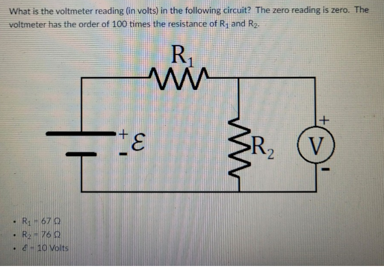 Solved What is the voltmeter reading (in volts) in the | Chegg.com