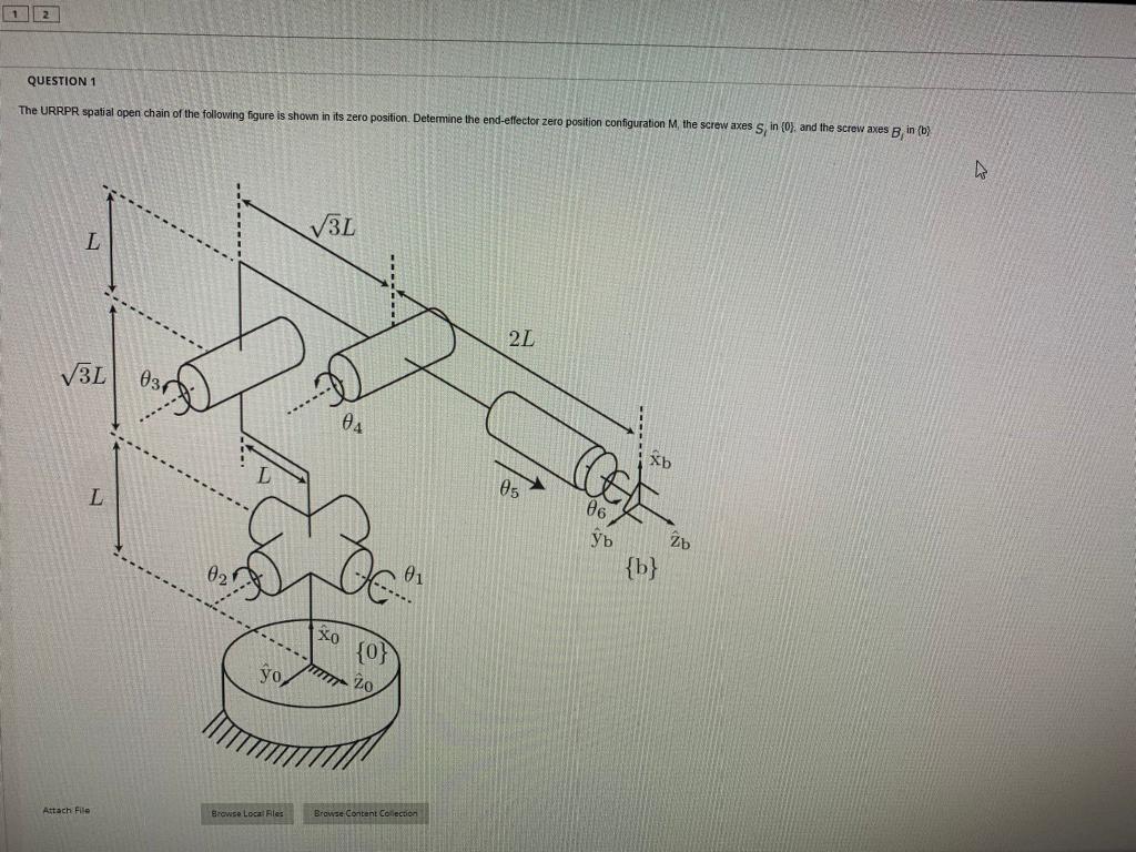 Solved QUESTION 1 The URRPR spatial open chain of the | Chegg.com