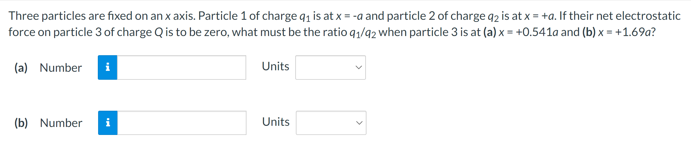 [Solved]: Three particles are fixed on an x axis. Particle