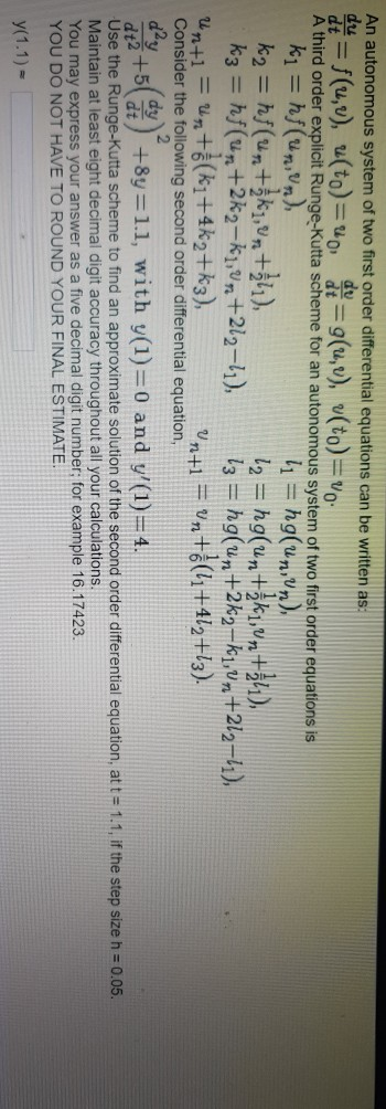 Solved An autonomous system of two first order differential | Chegg.com
