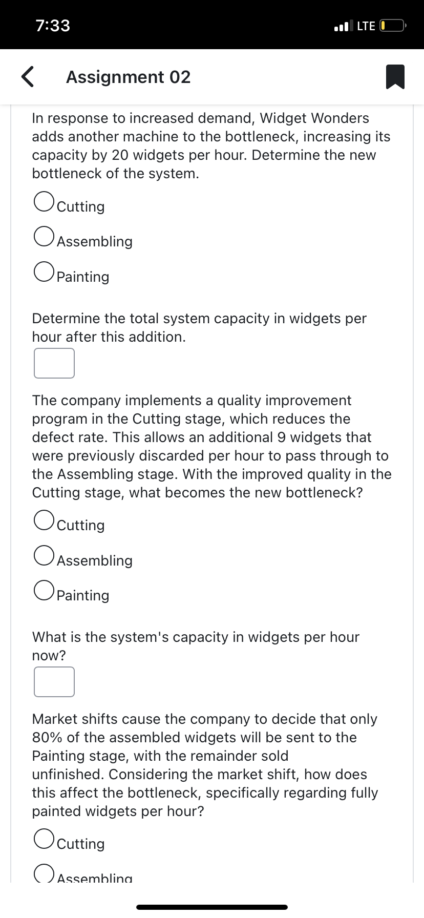 Solved Question 1 Marked out of 8.00 The Widget Wonders | Chegg.com