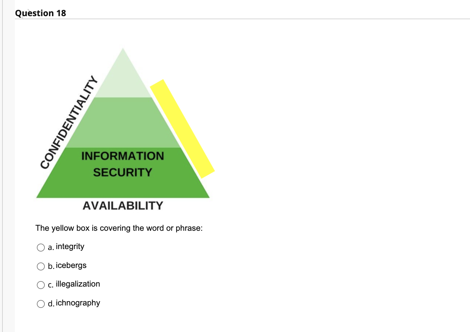 Solved Question 18 The yellow box is covering the word or | Chegg.com