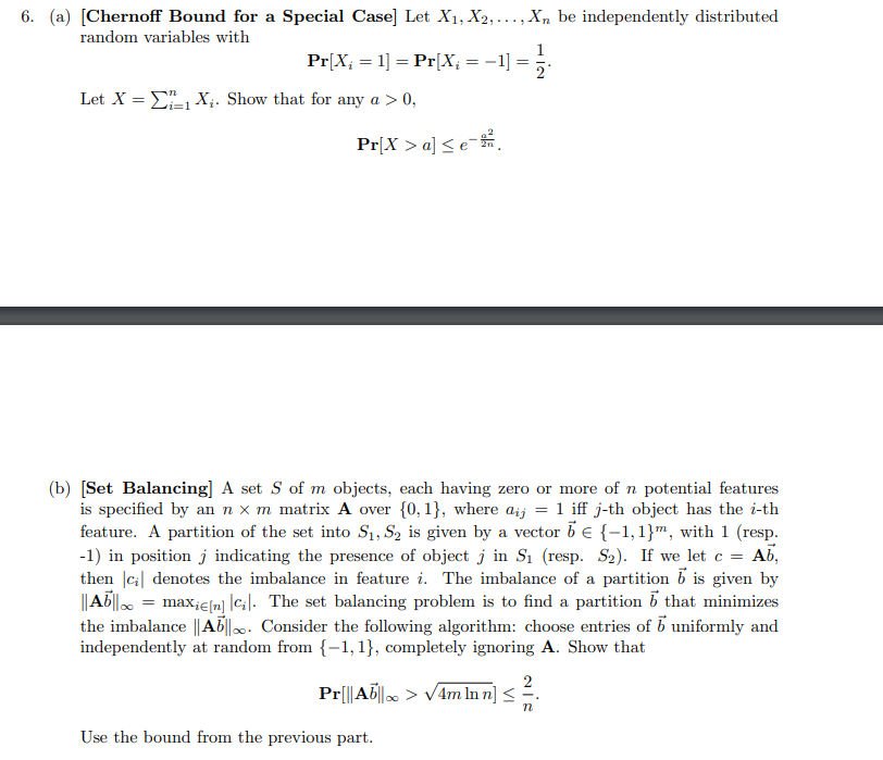 Solved (a) [Chernoff Bound for a Special Case] ﻿Let | Chegg.com