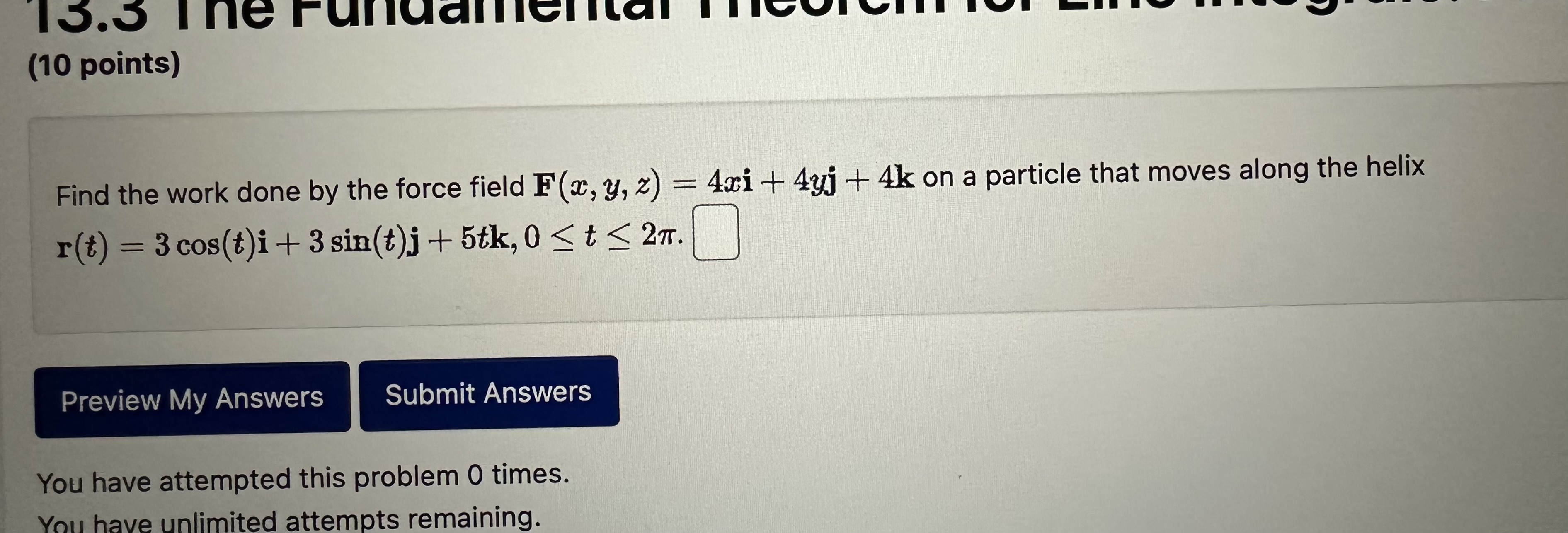 Solved Find the work done by the force field | Chegg.com