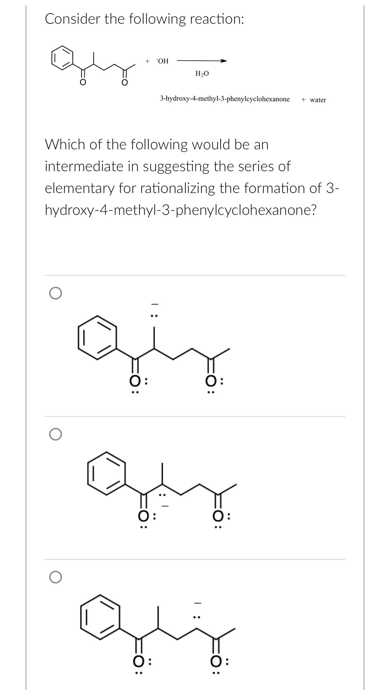 Solved Consider the following reaction: −OH H2O | Chegg.com