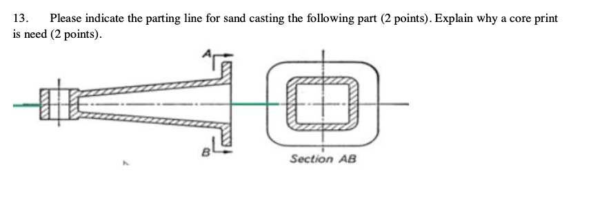 Solved Please indicate the parting line for sand casting the | Chegg.com
