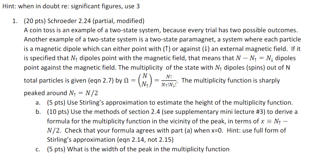 Solved 2. (15 pts) Consider a one-dimensional random walk: N | Chegg.com