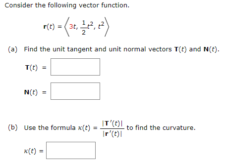 Solved Consider the following vector function. r(t) = 3t, | Chegg.com