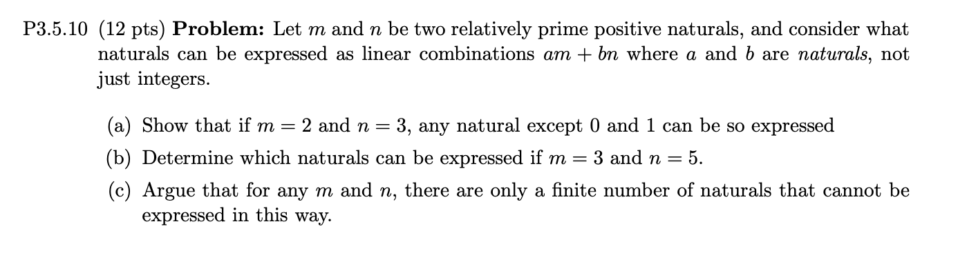 Solved P3.5.10 (12 pts) Problem: Let m and n be two | Chegg.com