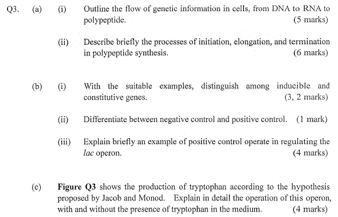 Solved Q3. (a) (i) Outline the flow of genetic information | Chegg.com