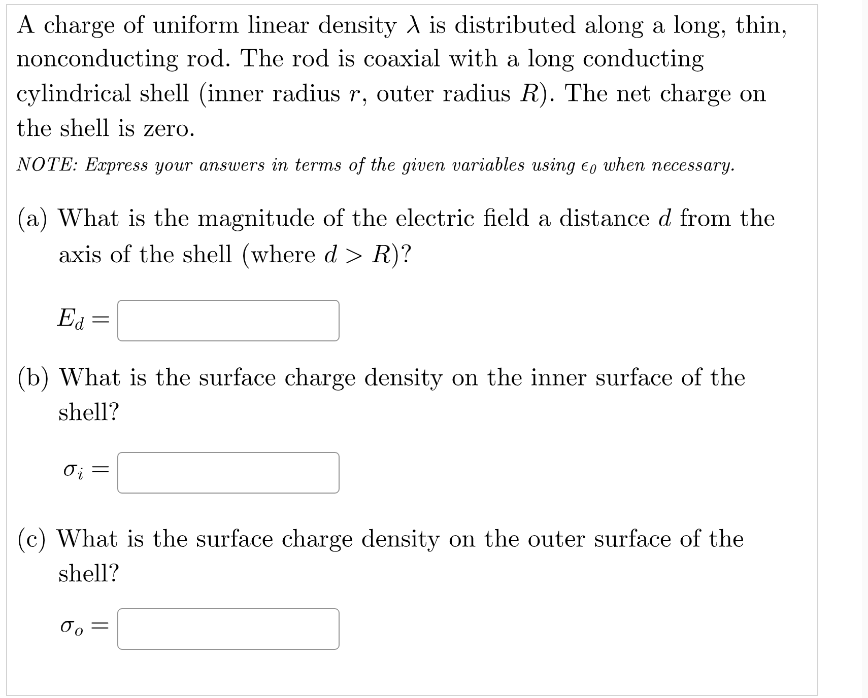Solved A charge of uniform linear density λ is distributed | Chegg.com