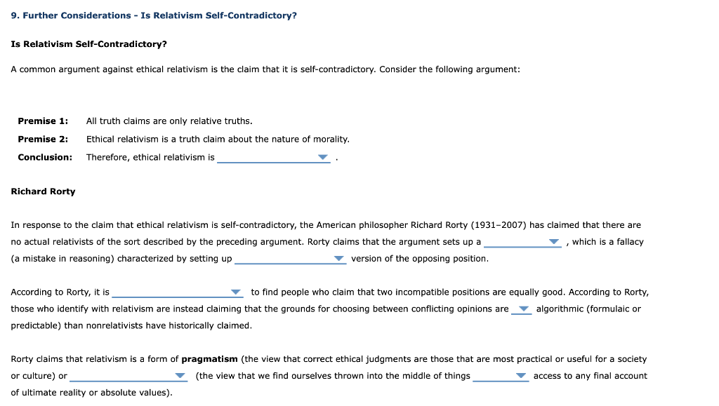 Solved 9. Further Considerations - Is Relativism | Chegg.com