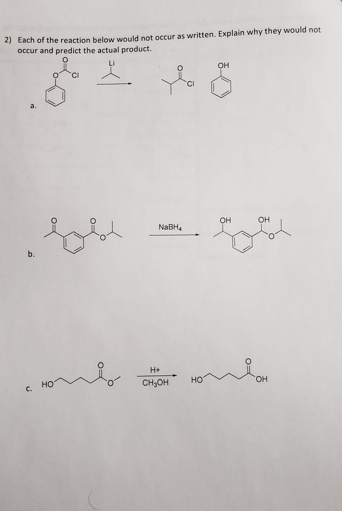 Solved 2) Each of the reaction below would not occur as | Chegg.com