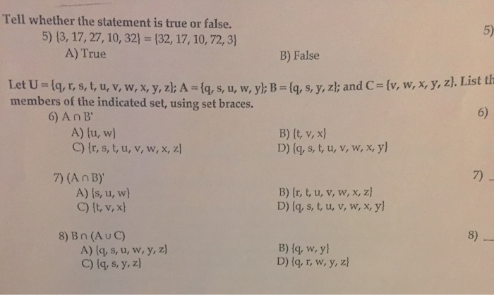 Solved Tell whether the statement is true or false. {3, 17, | Chegg.com