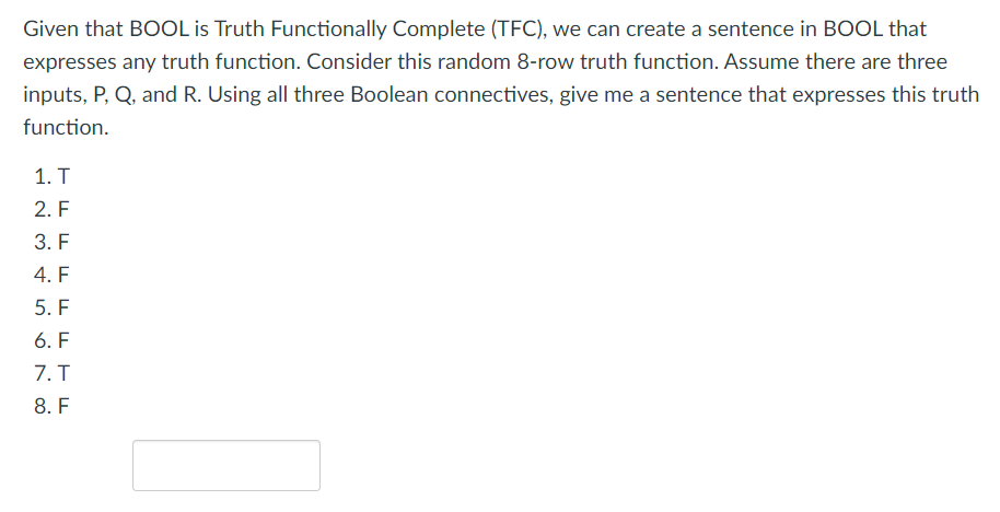 Given that BOOL is Truth Functionally Complete (TFC), | Chegg.com