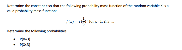 Solved Determine the constant c so that the following | Chegg.com