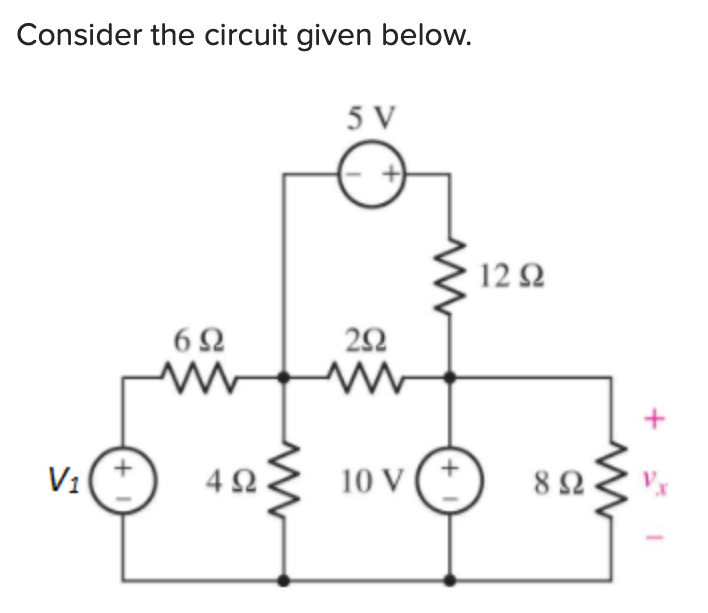 Solved If V1 = 5.00 V, determine the unknown voltage vx in | Chegg.com