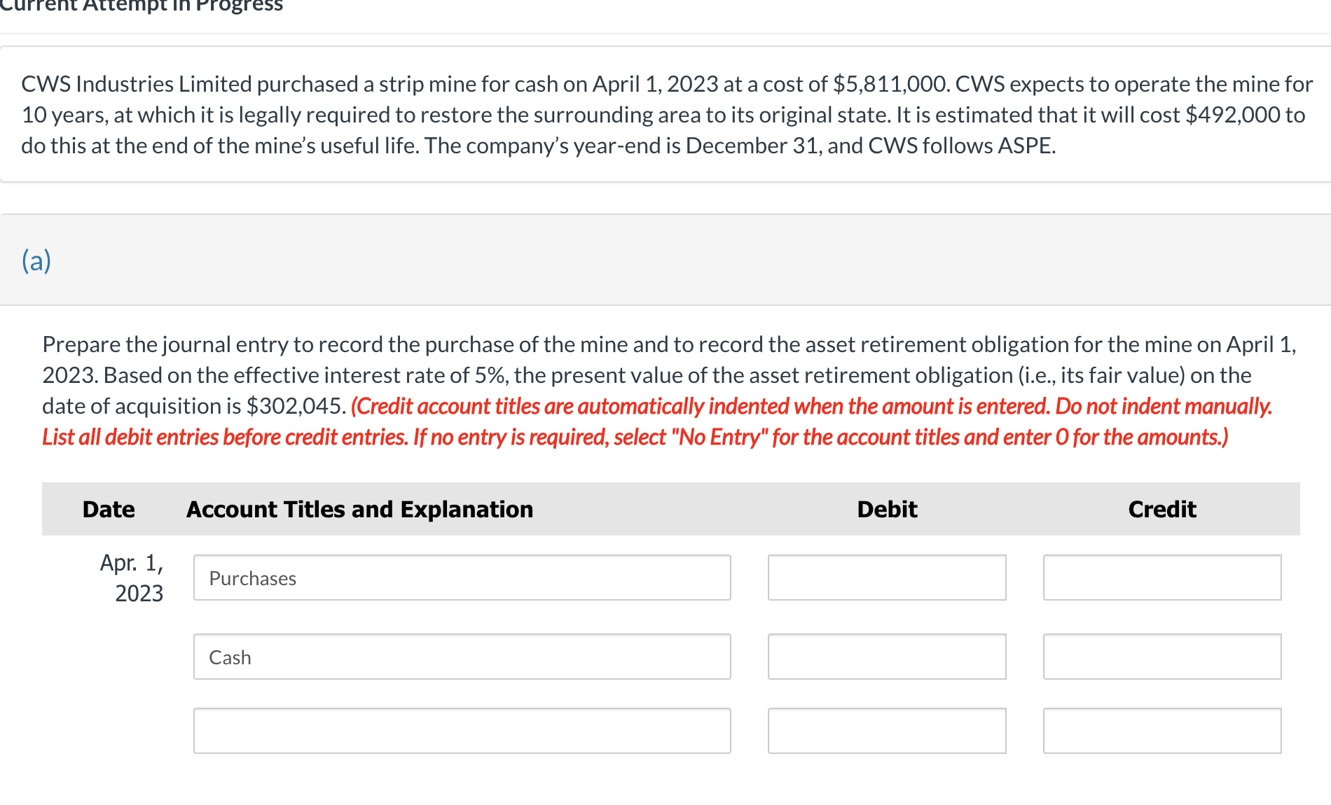 Solved CWS Industries Limited purchased a strip mine for | Chegg.com