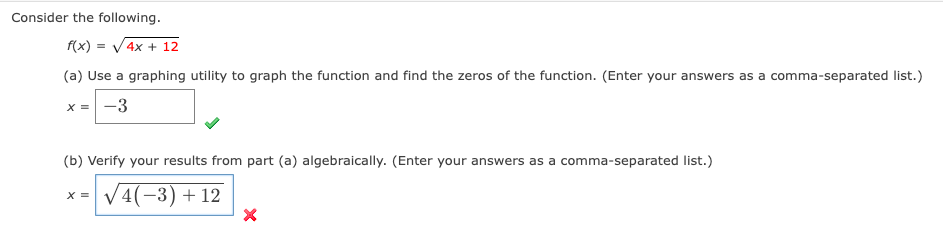 Solved Consider the following. f(x)=4x+12 (a) Use a graphing | Chegg.com
