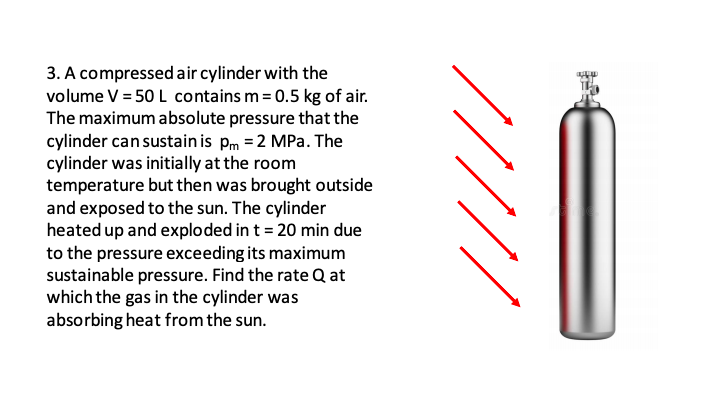 Solved 3. A compressed air cylinder with the volume V = 50 L | Chegg.com
