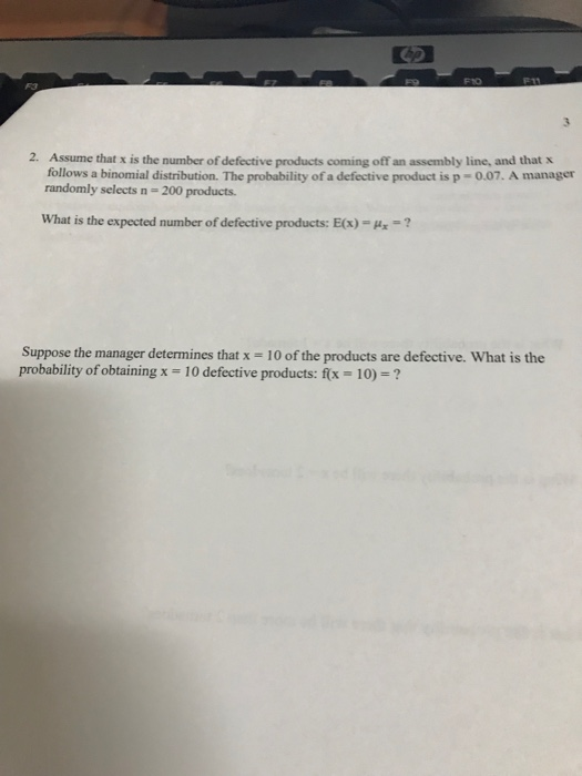 Solved 2. Assume that x is the number of defective products | Chegg.com