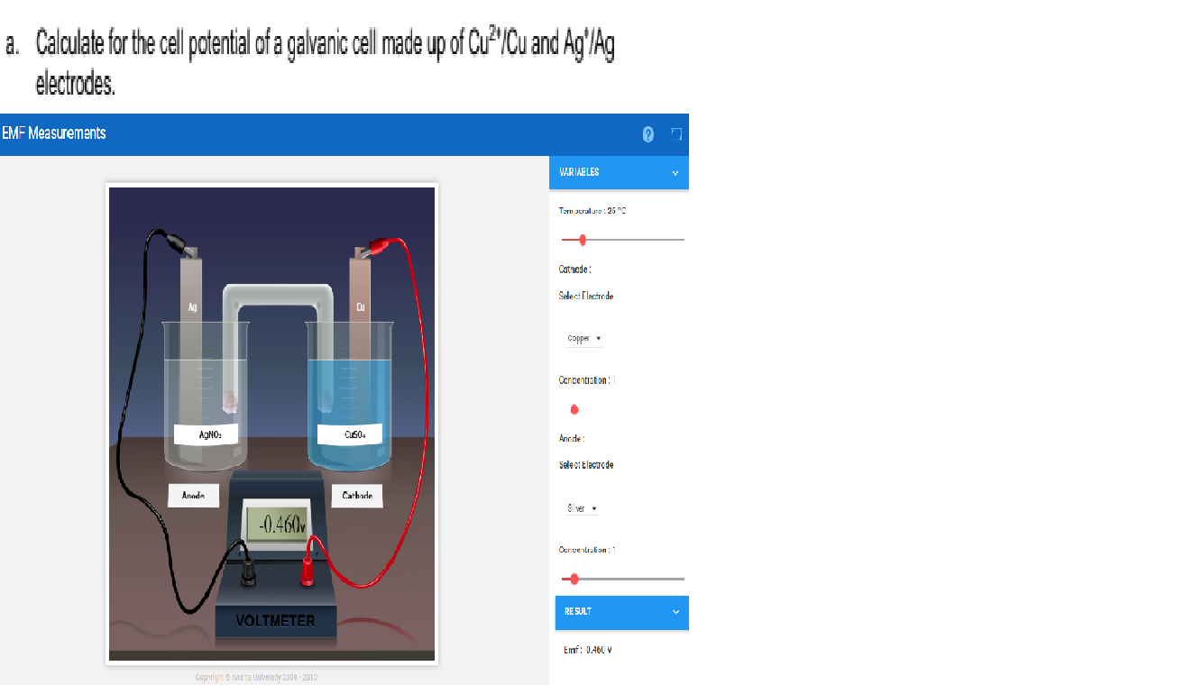 Solved a. Calculate for the cell potential of a galvanic | Chegg.com