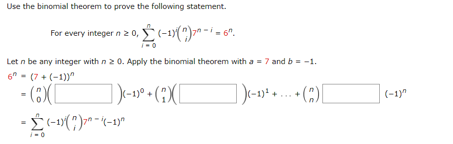Solved Use the binomial theorem to prove the following | Chegg.com