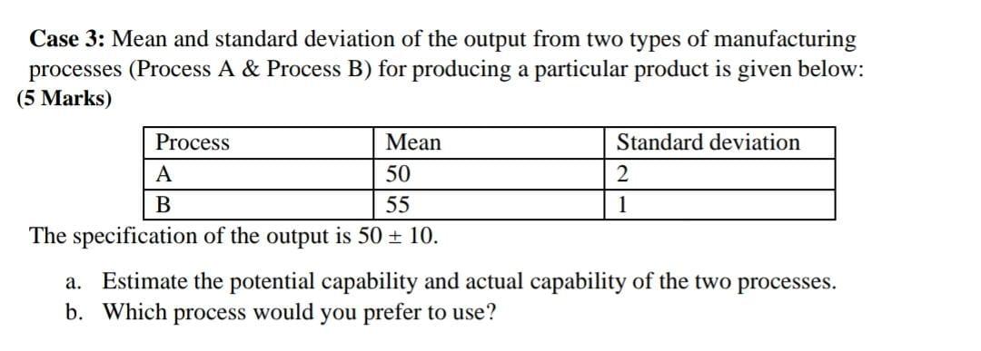 Solved Case 3: Mean and standard deviation of the output | Chegg.com