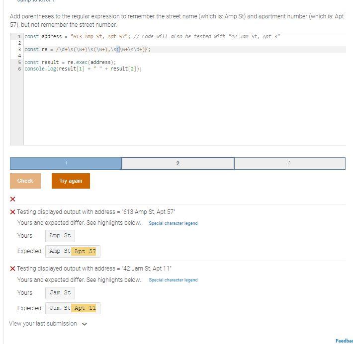 Add parentheses to the regular expression to remember | Chegg.com