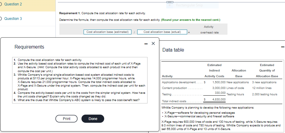 Solved Requirement 1. Compute the cost allocation rate for | Chegg.com