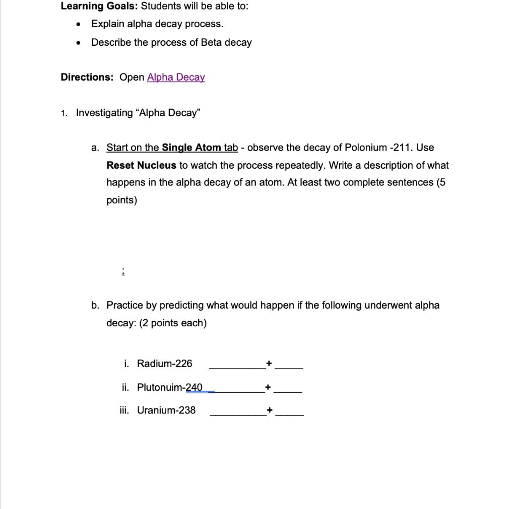 Solved Learning Goals: Students will be able to: Explain | Chegg.com