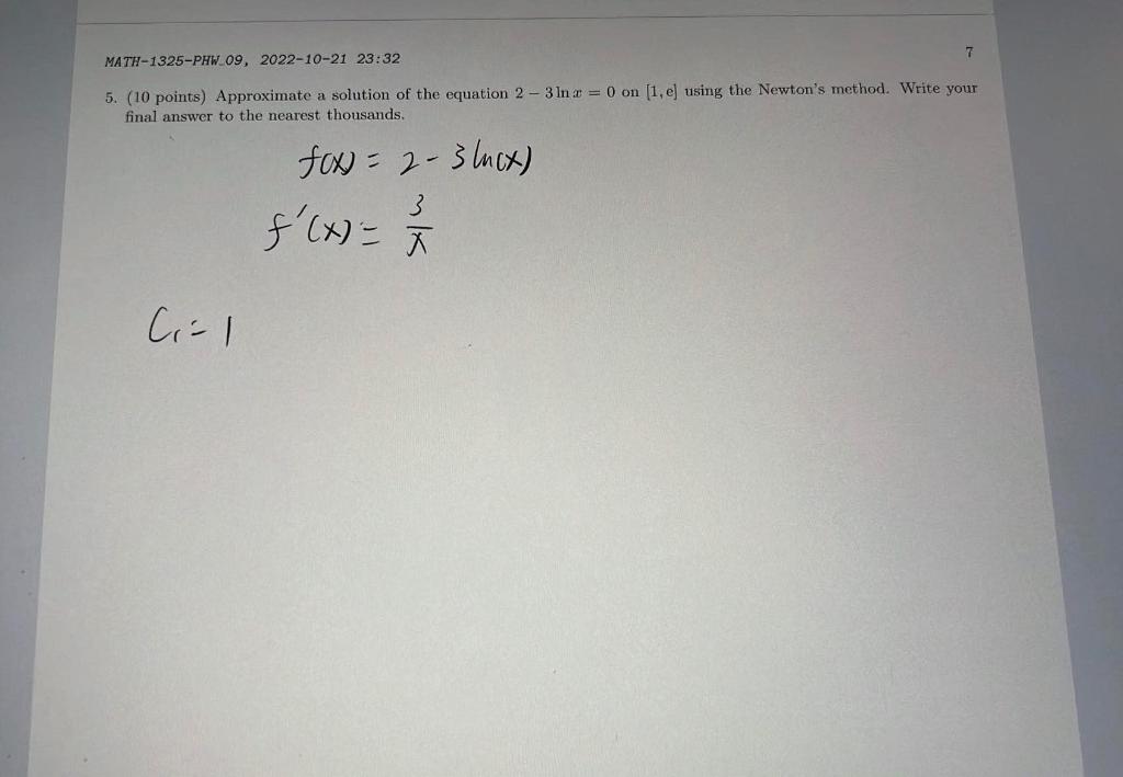 Solved MATH-1325-PHW.O9, 2022−10−2123:32 5. (10 points) | Chegg.com
