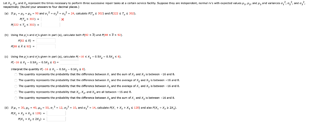 Solved Let X1, X2, and X3 represent the times necessary to | Chegg.com
