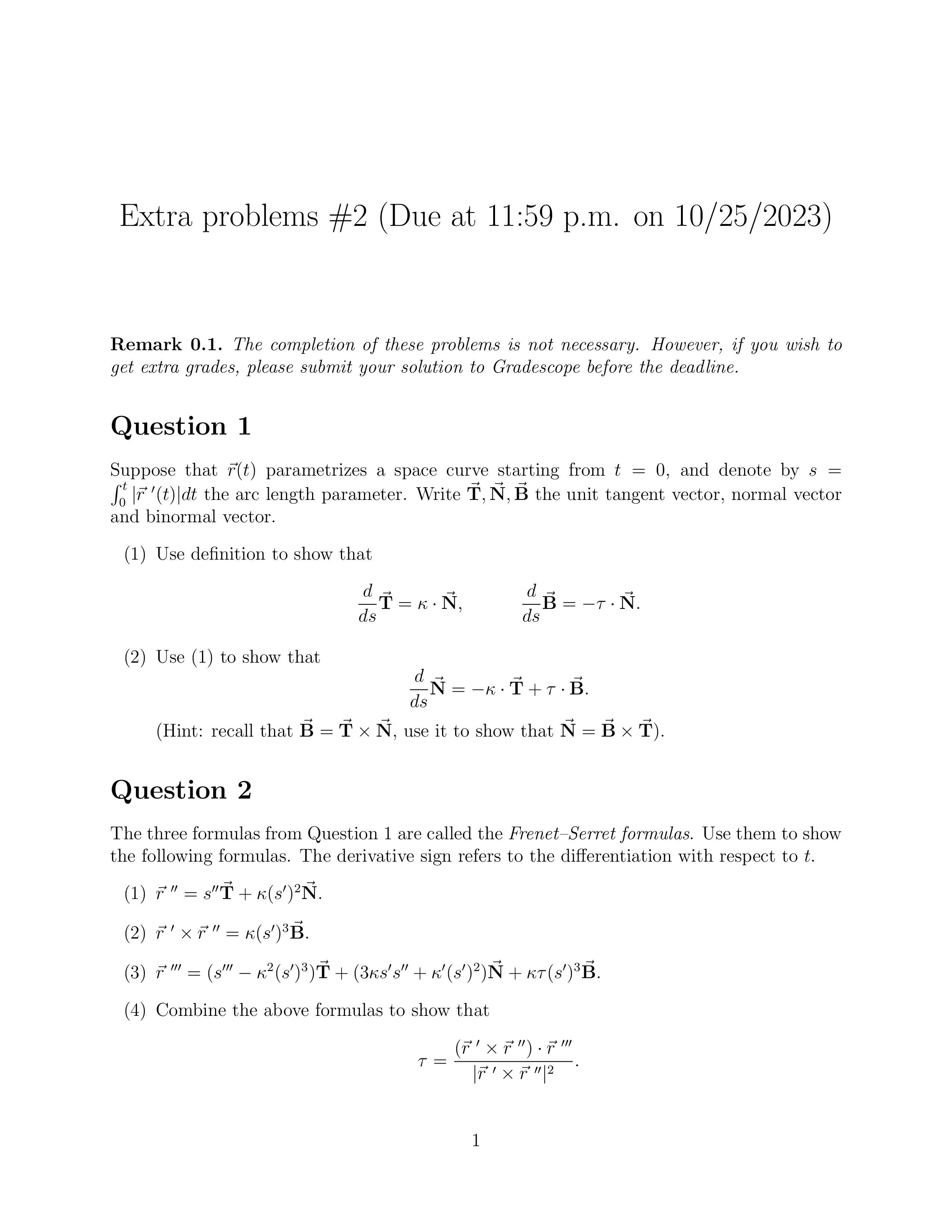 Solved Extra problems \#2 (Due at 11:59 p.m. on 10/25/2023) | Chegg.com