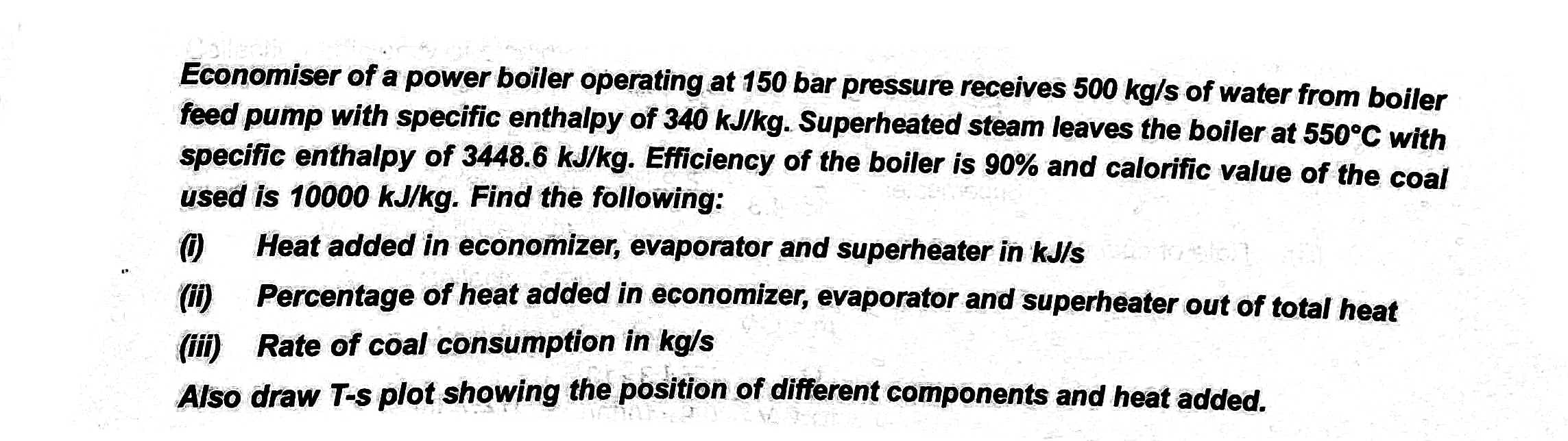 Solved Economiser of a power boiler operating at 150 bar | Chegg.com