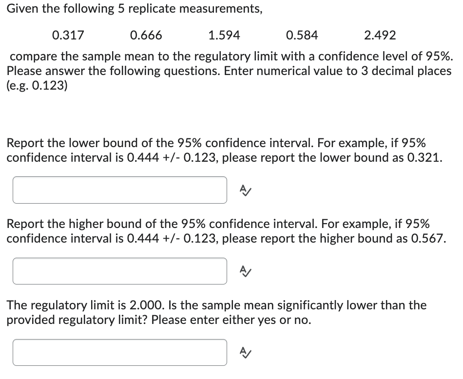 Solved Given the following 5 replicate measurements, | Chegg.com