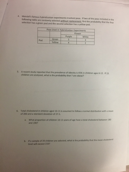 Solved Mendel's famous hybridization experiments involved | Chegg.com