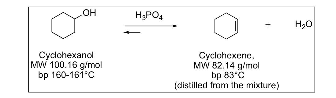 Solved H3PO4 ++H2O Cyclohexanol Cyclohexene, MW 100.16 | Chegg.com