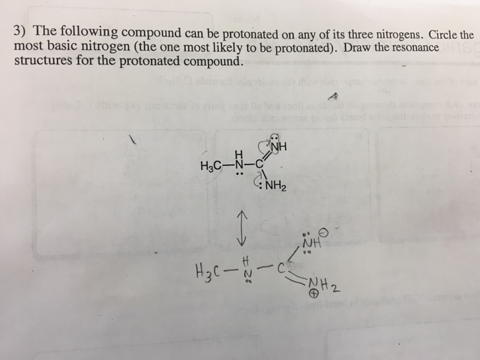 Solved 3) The following compound can be protonated on any of | Chegg.com
