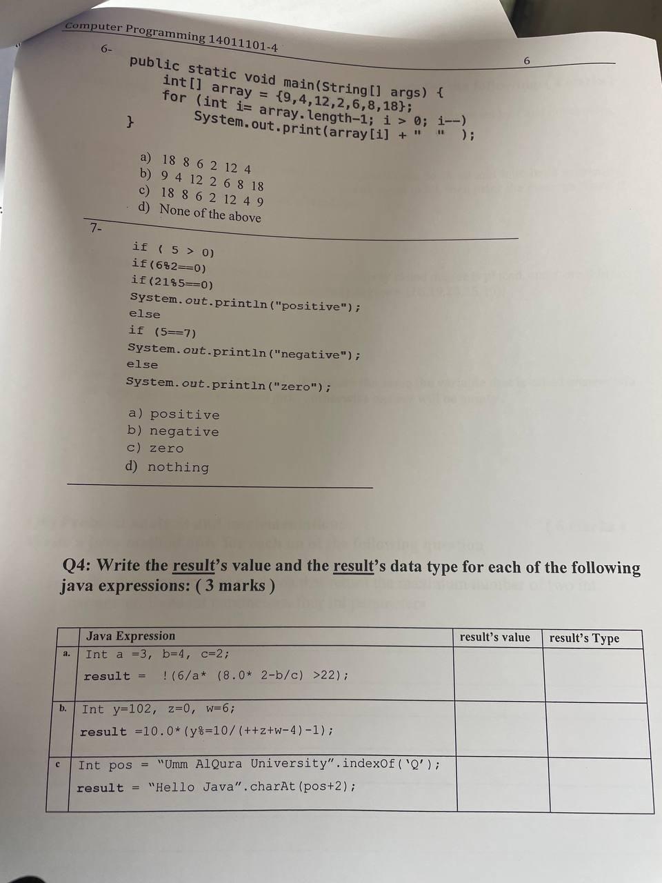 Solved 6- 6 Computer Programming 14011101-4 public static | Chegg.com