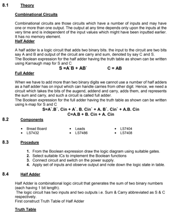 Solved 8.1 Theory Combinational Circuits Combinational | Chegg.com