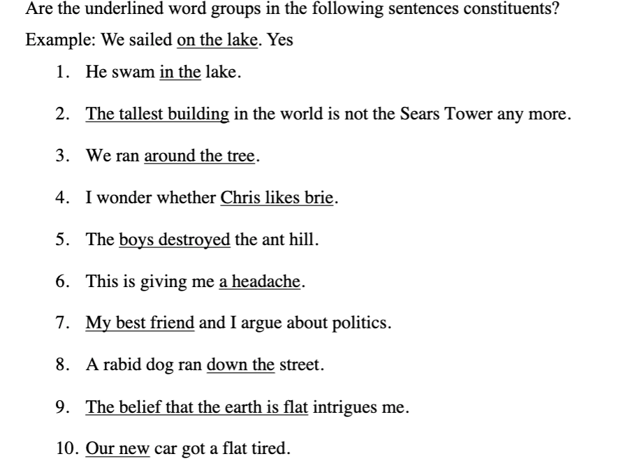 Are the underlined word groups in the following | Chegg.com