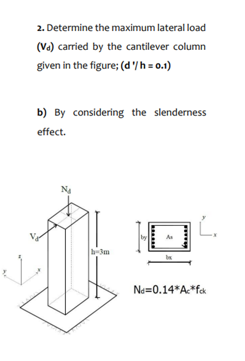Solved 2. Determine the maximum lateral load (Vd) carried by | Chegg.com