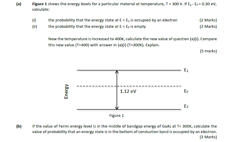 Solved (a) Figure 1 shows the energy levels for a particular | Chegg.com